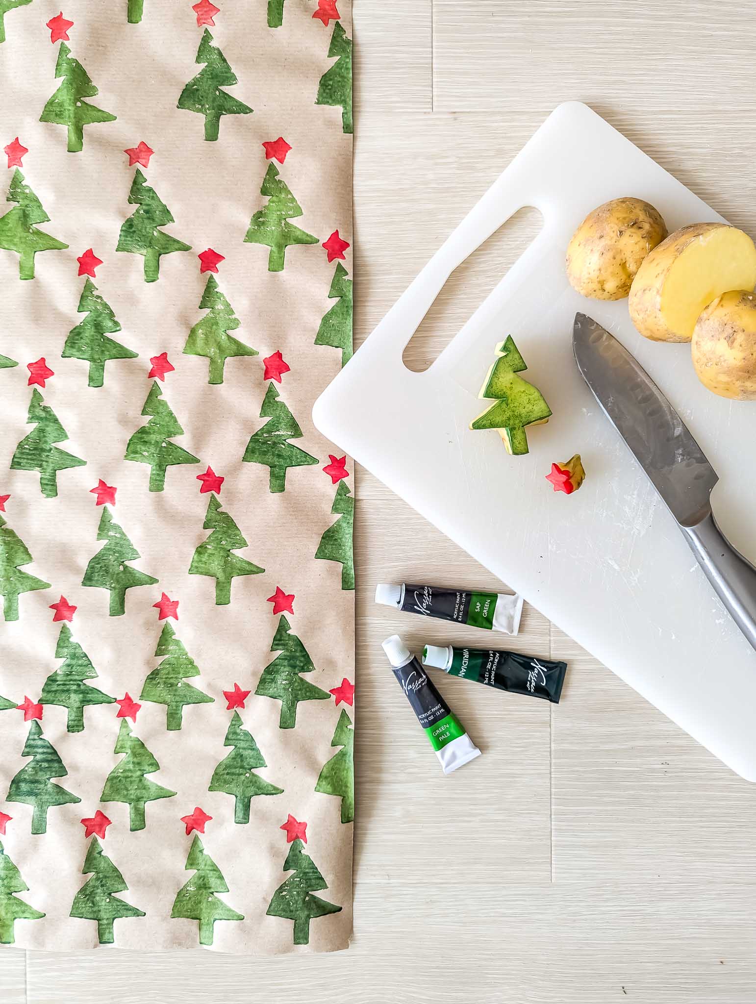 Christmas In July: Easy Potato Print Wrapping Paper