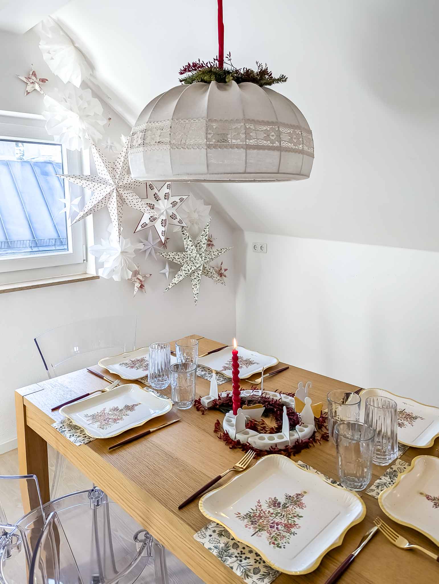 Setting A Christmas Tablescape Featuring An Advent Spiral